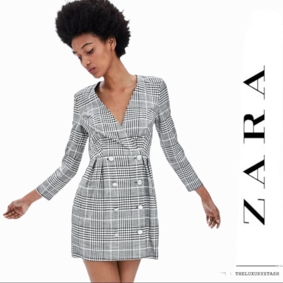 Zara | Dresses | Zara Checkered Blazer Dress | Poshmark